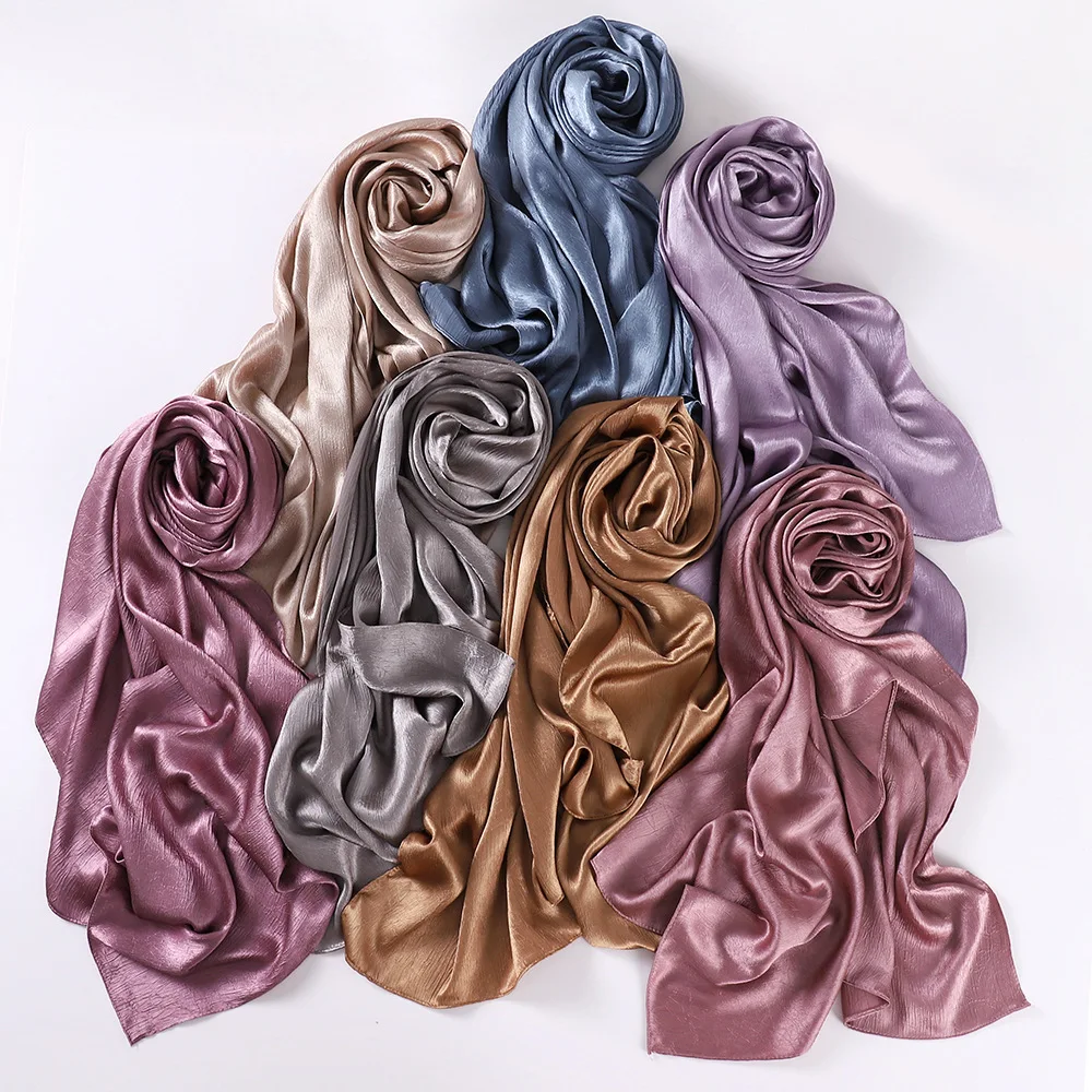 Wholesale New Crinkle Satin Hijab Muslim Classic Soft Matte Malaysia ...