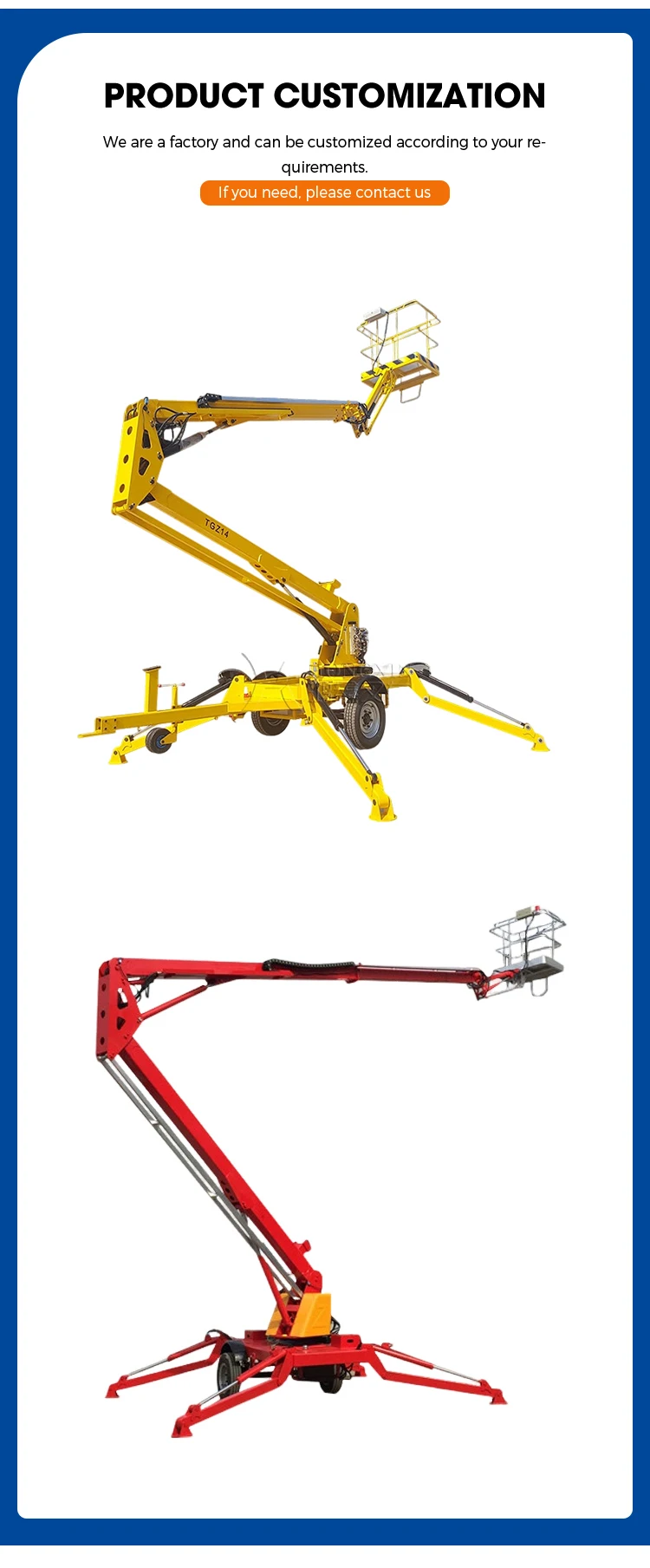 Telescopic Motorized Lifter Tow Behind Cherry Picker Boom Lift Red 1200 ...
