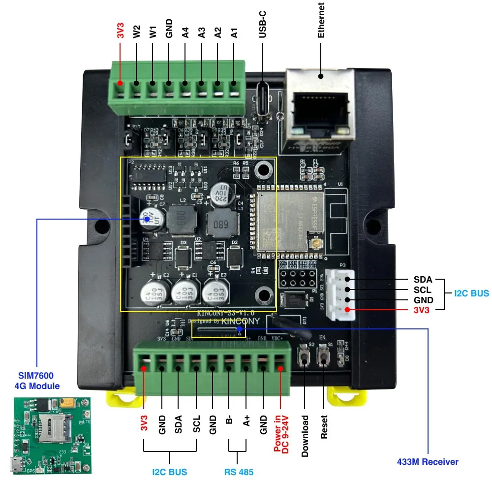 Kincony ESP32-S3-WROOM-1U Development Board - Core Module
