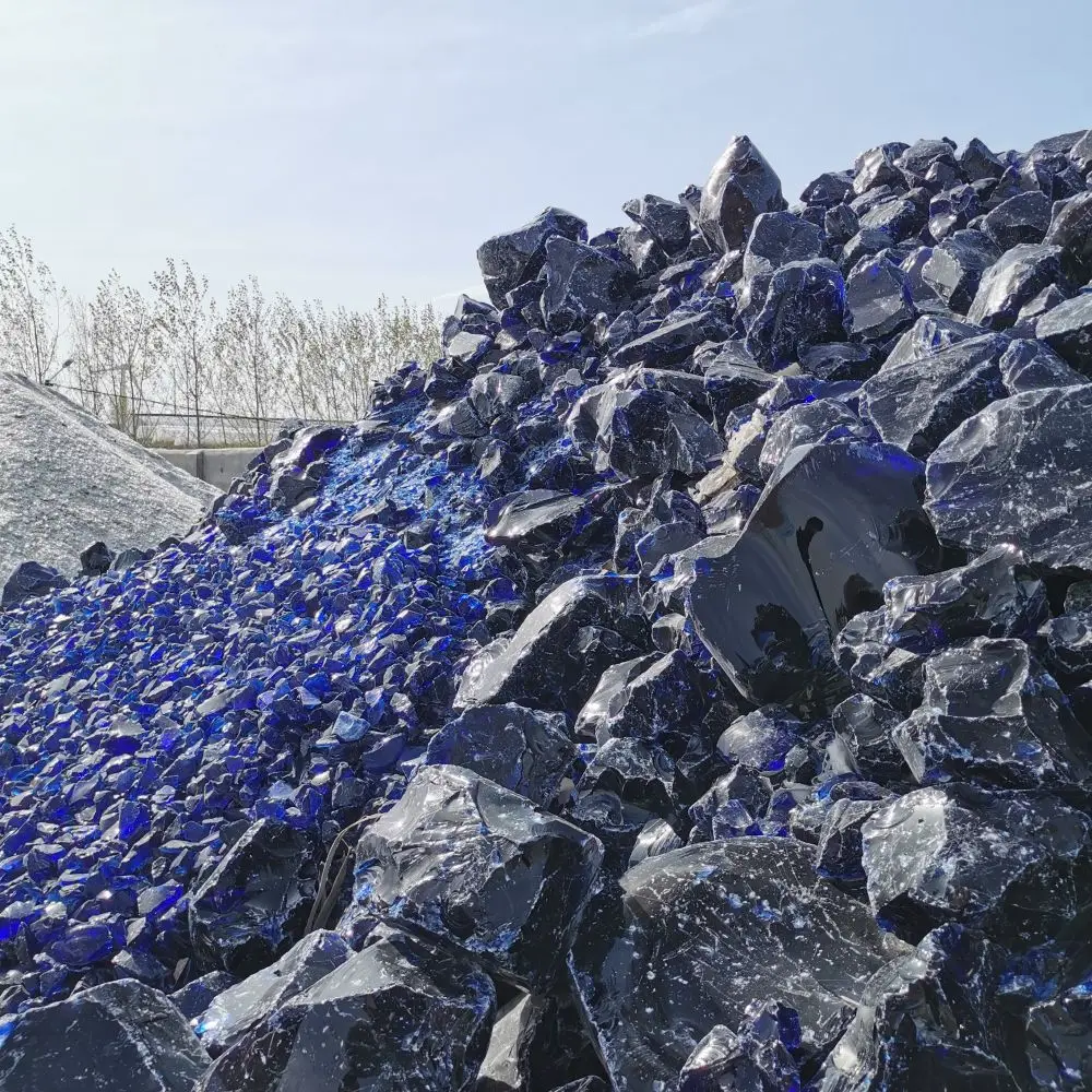 Natural Color Large Broken Glass Stones - Dark Blue Rock