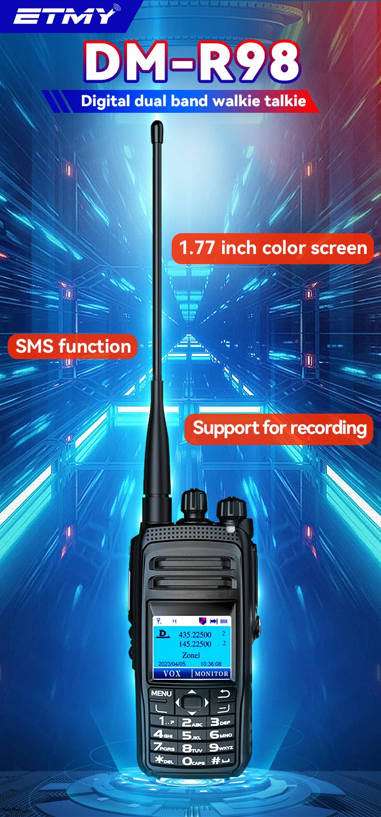 ETMY DM-R98 Digital Radio Transmitter - Dual Band Handheld