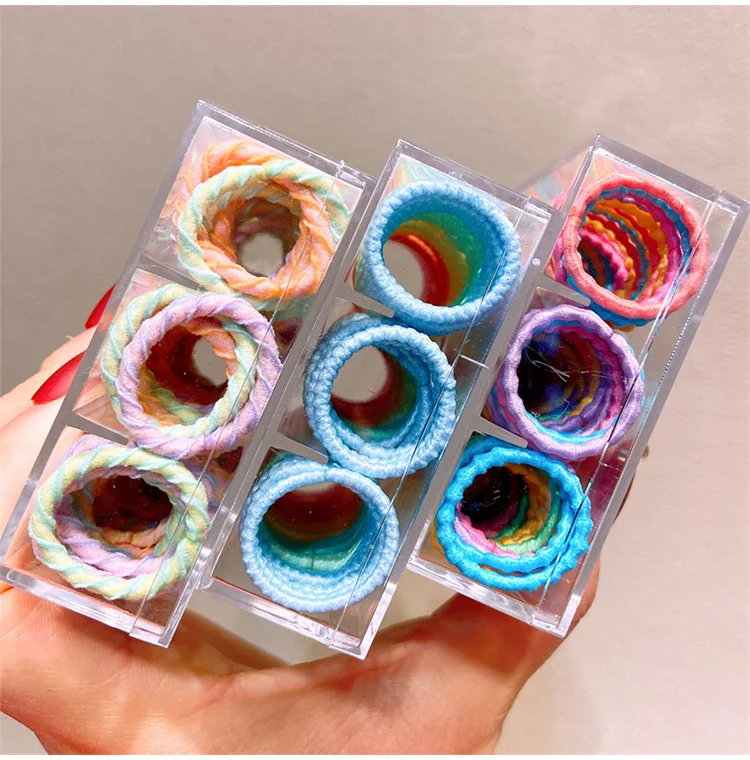 Rainbow 90 Pcs/box Kids Hair Rubber Bands - Cute & Durable