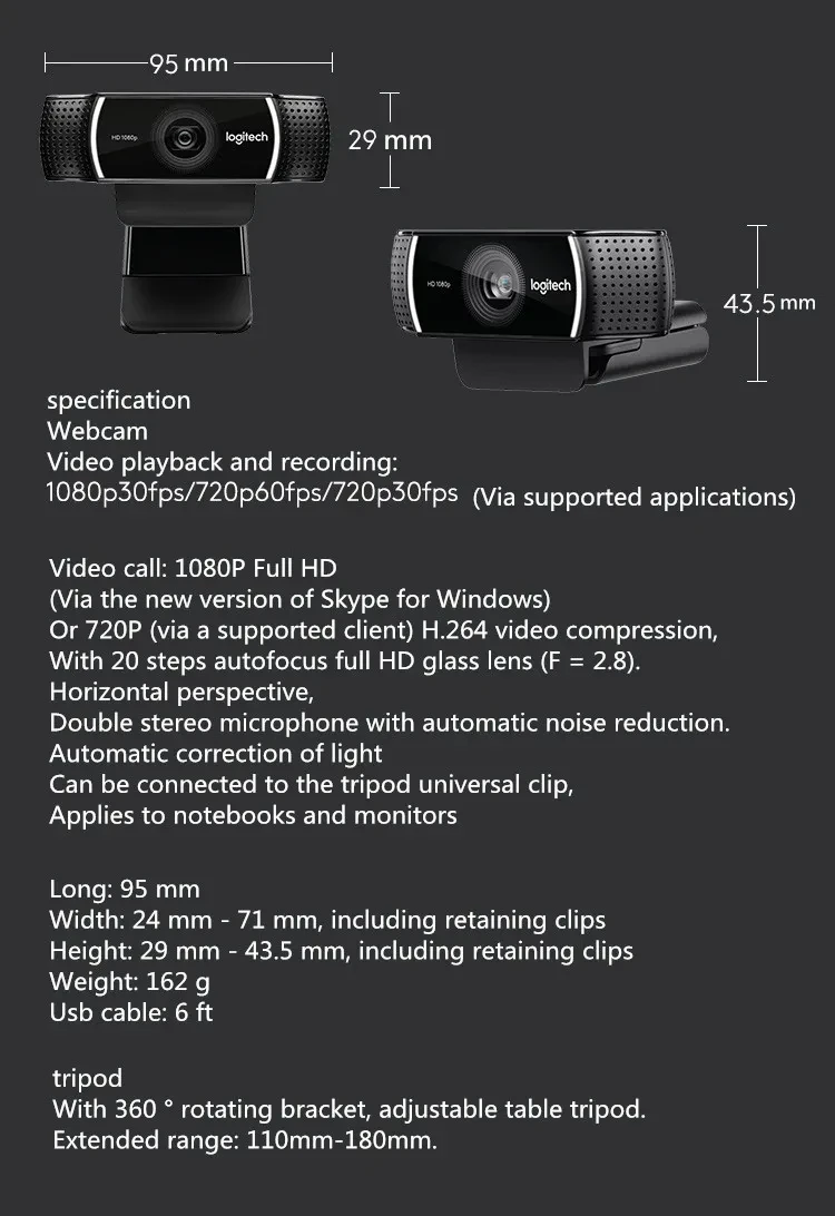 Logitech C922 Pro 1080p Usb Webcam For Streaming & Recording