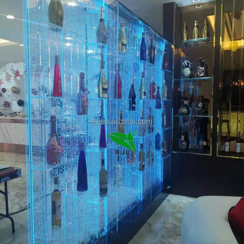 Custom LED Glowing Acrylic Display Rack - Modern Wine Shelf with Bubble ...