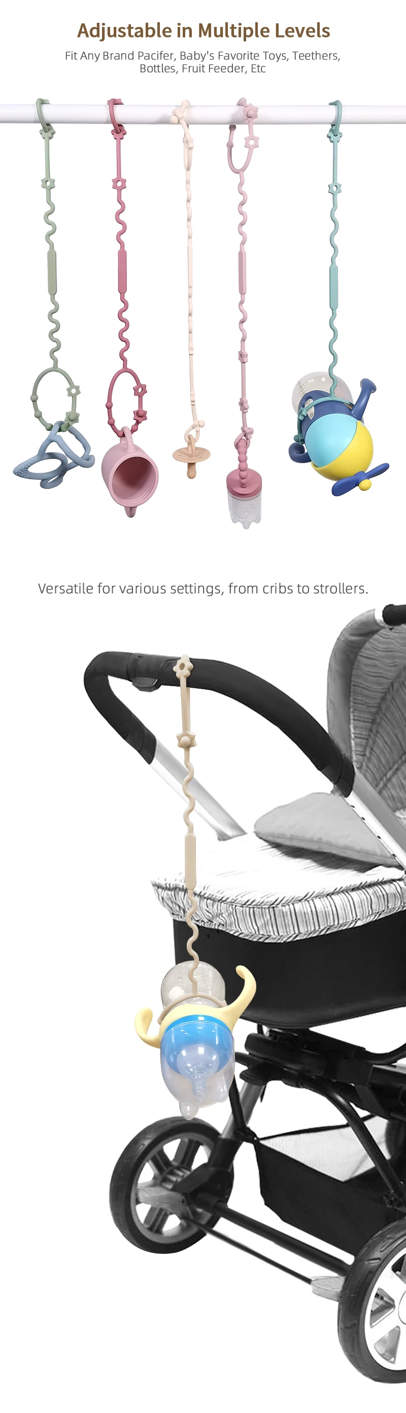 Dongli Custom Bpa Free Silicone Pacifier Clips Adjustable Baby Pacifier ...