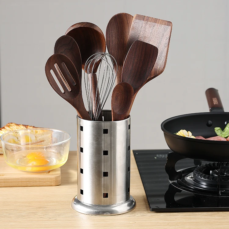 High Quality Black Walnut Wood Kitchen Utensils - 9 Piece Set
