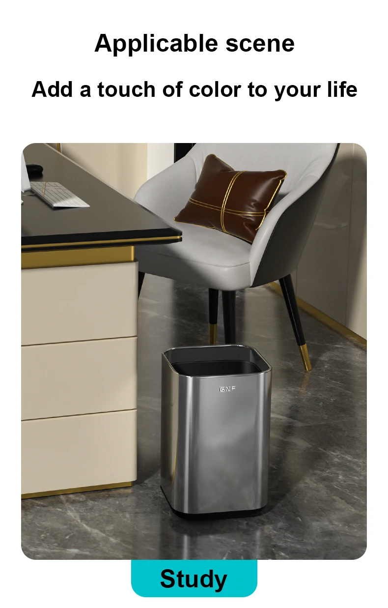 GNF Hotel Room Bin Stainless Steel Garbage Can - 7L/10L/12L