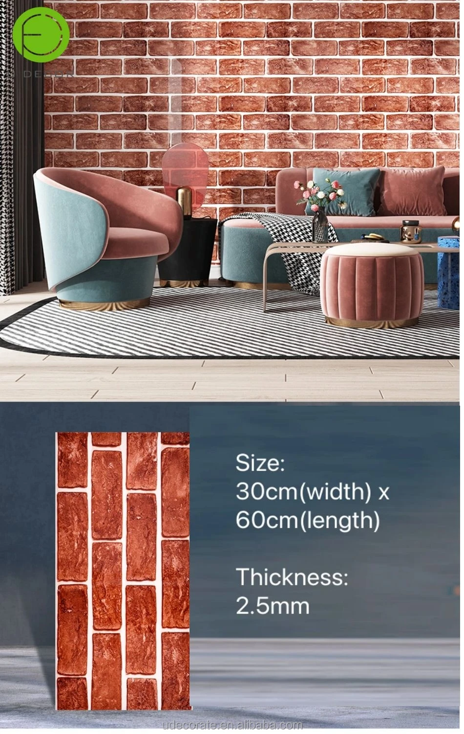 2023 UDK 3d Brick Design Wall Tile Wallpaper 3d Wall Stickers ...