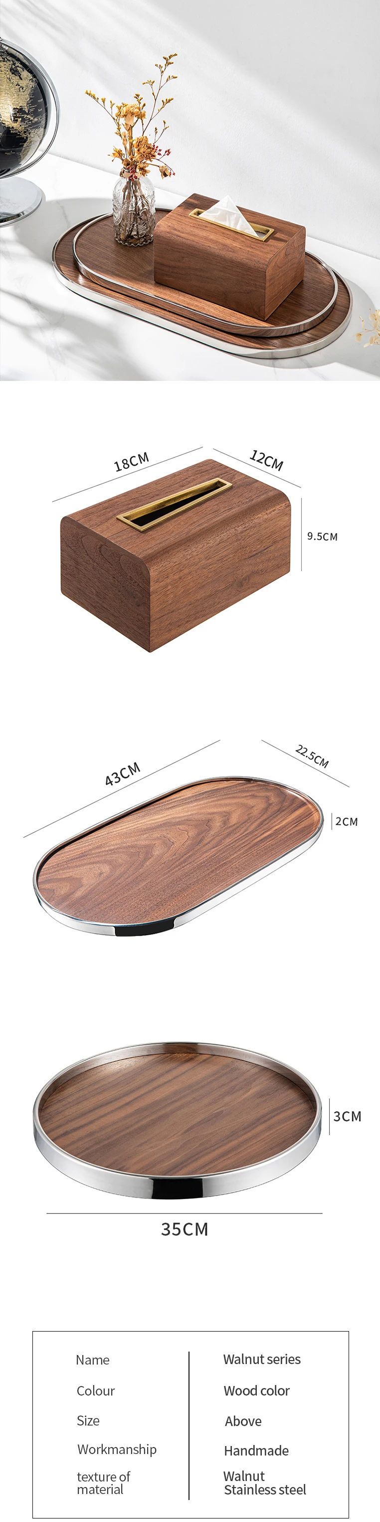 Hotel Serving Tray Customised Light Luxury 304 Stainless Steel Round ...