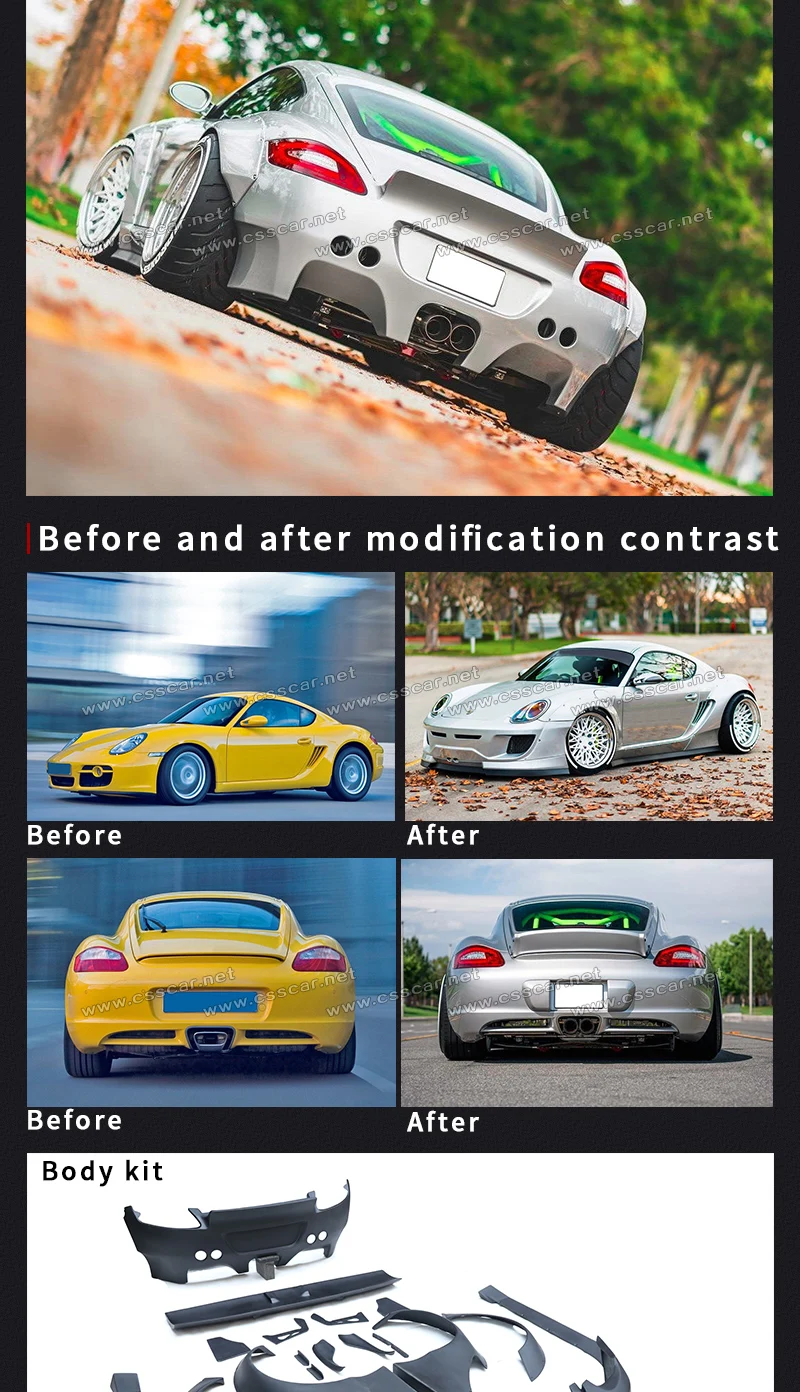 Porsche 987 Boxster Cayman Wide Body Kits - Fiberglass Spoilers
