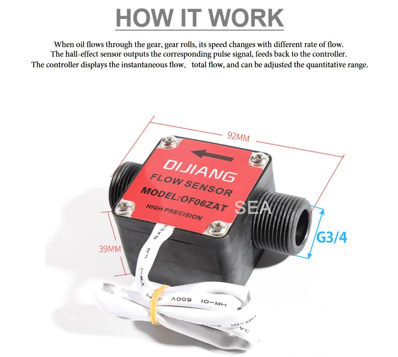 Sea Diesel Fuel Oil Flow Sensor Gear Flow Meter For Oil Tank Fuel Tank ...