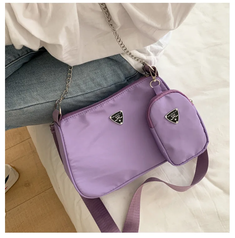 Fashion Designer Nylon Crossbody Bags Ladies Purses With Metallic ...