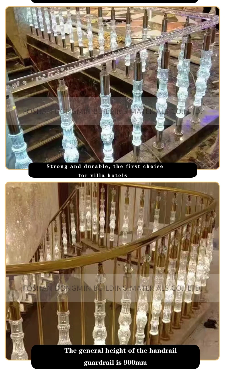 Crystal Plexiglass Stair Handrail Acrylic Stair Post Commercial ...
