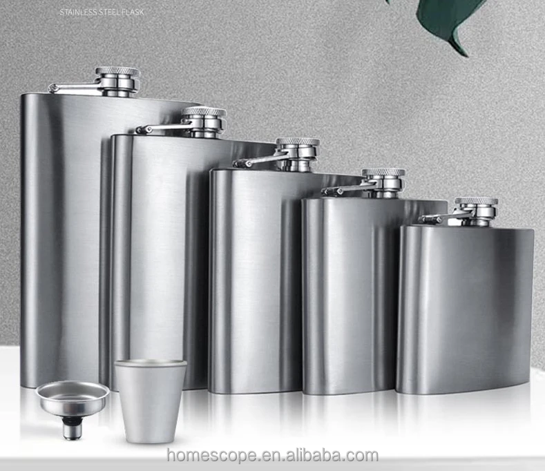 Pocket Alcohol Drinking Flask Travel Black Liquor Flask Metal Portable ...