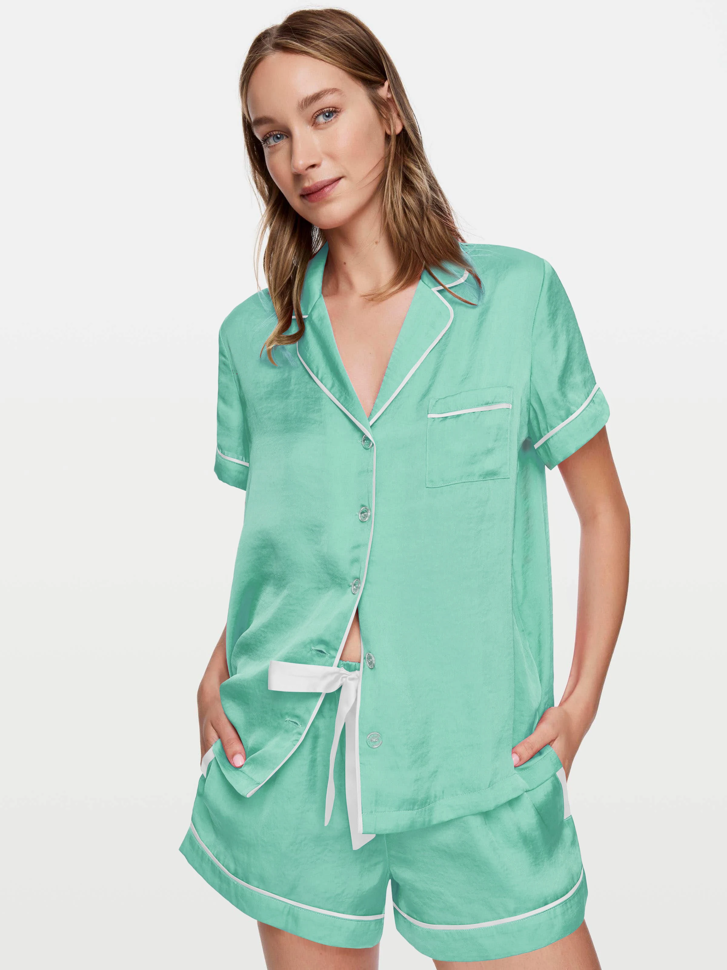 Ebest Custom Logo Woman Luxury Pajama Silk Satin Pj Pjs Sets Sleepwear ...