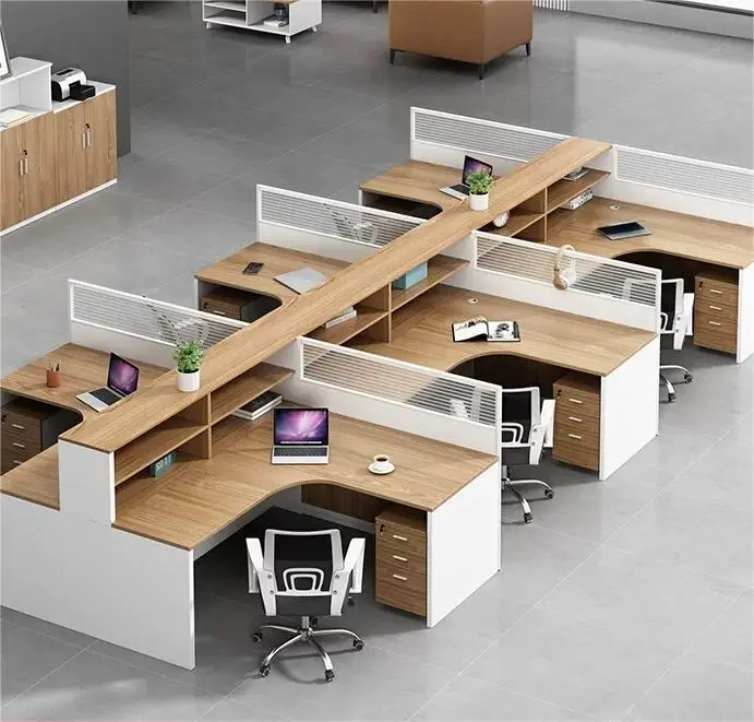 Modern Wooden Mfc Office Desks l Shape Staff Workstation Commercial Office Furniture| Alibaba.com