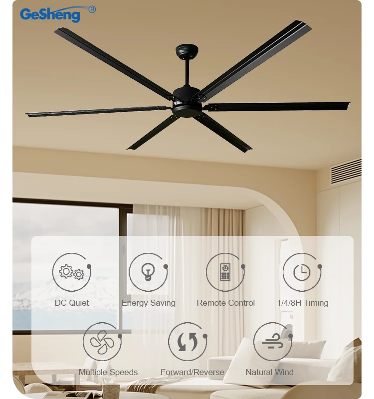 Large Ceiling Fan - 72/100 Inch Metal Blades with DC Motor