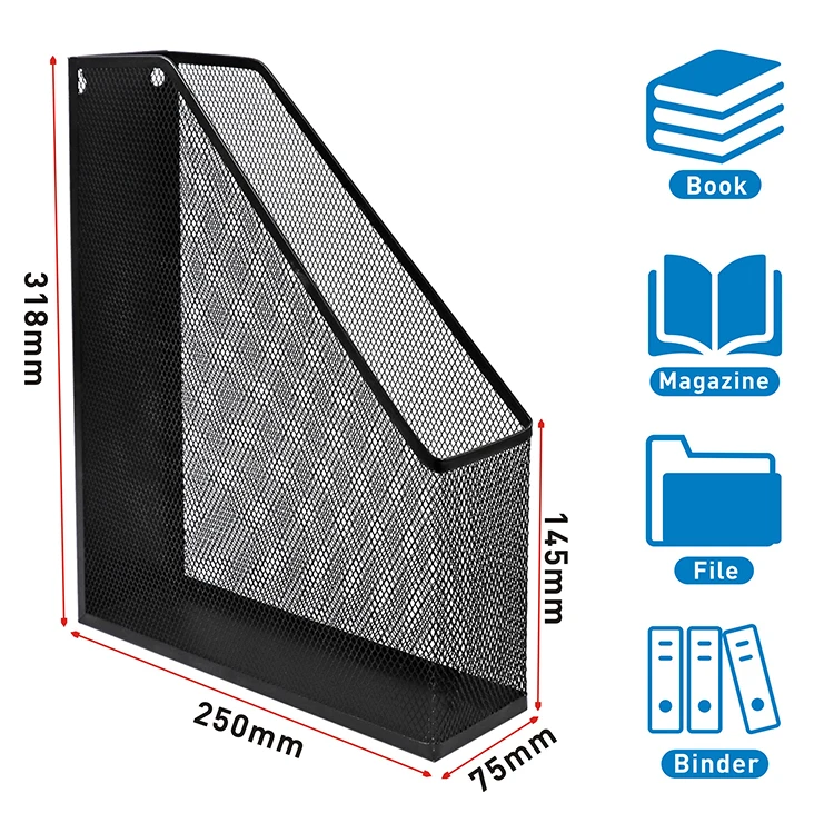 Foska Magazine Rack - Durable Black Rectangular Metal Organizer