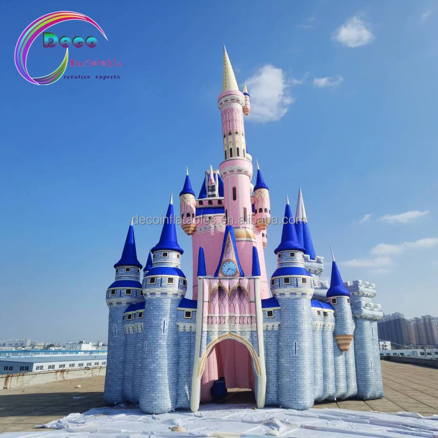 Customized Blue Castle Inflatable Model for Holiday Events