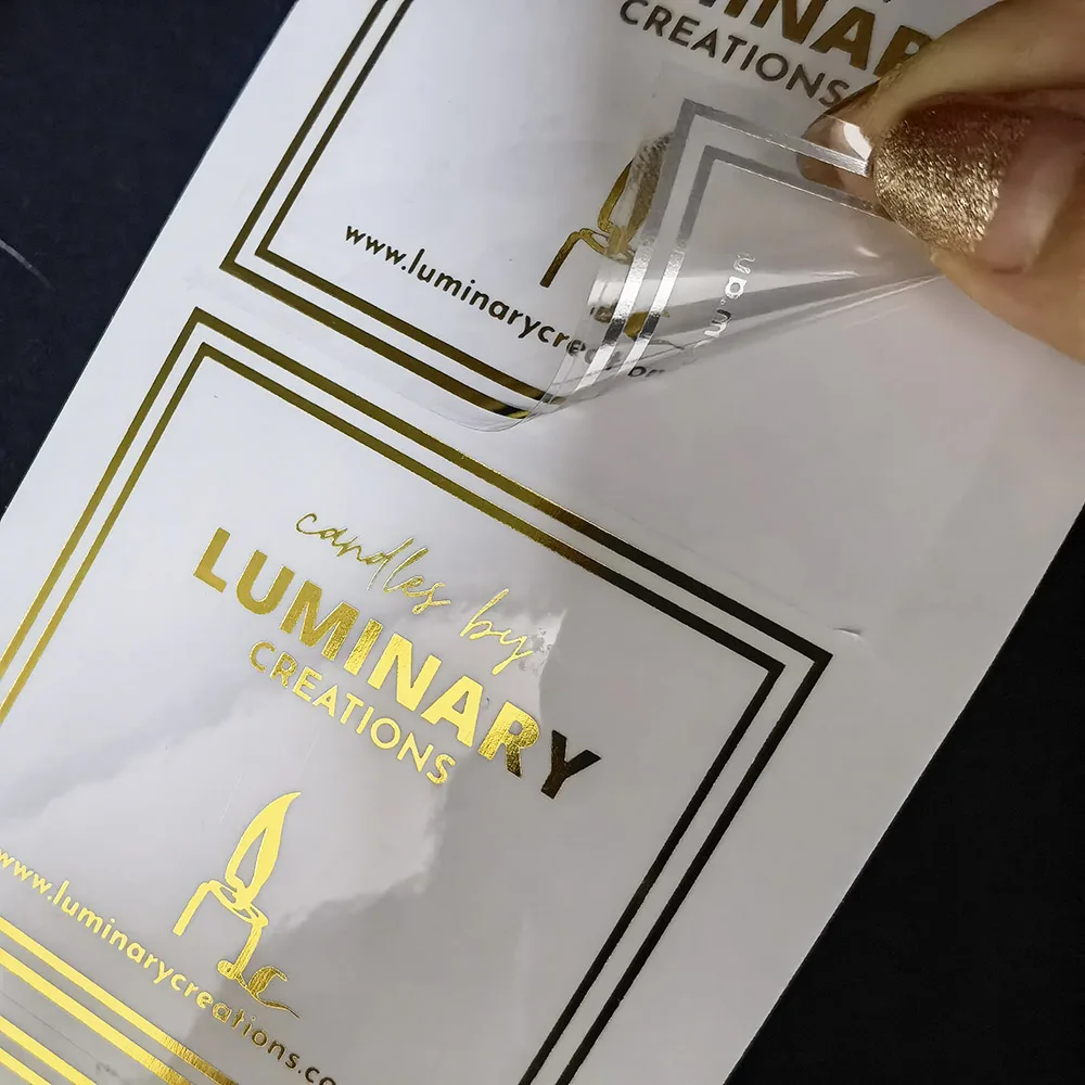 Strong Adhesive Printing Clear Gold Foil Stickers Transparent Logo ...