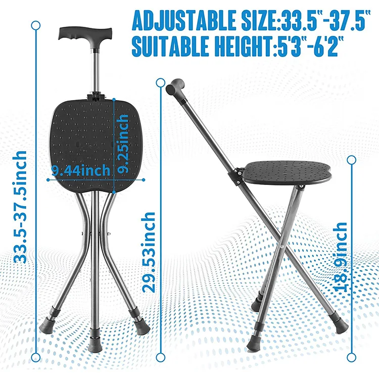 Folding Walk Telescopic Walking Canes Chair Stool And Walking Sticks ...
