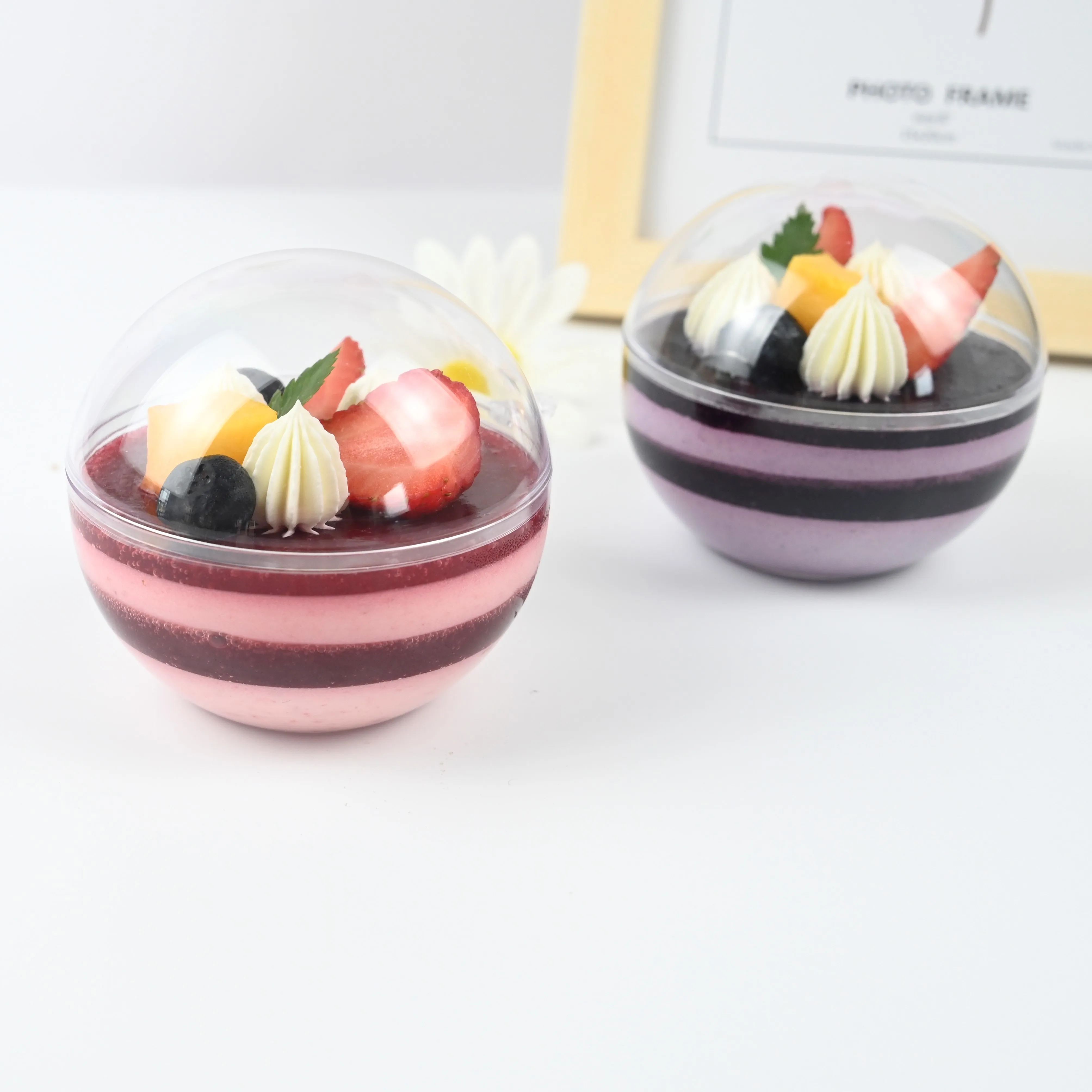 Mini Cute Round Plastic Ice Cream Pudding Packaging Box Packing Cake ...
