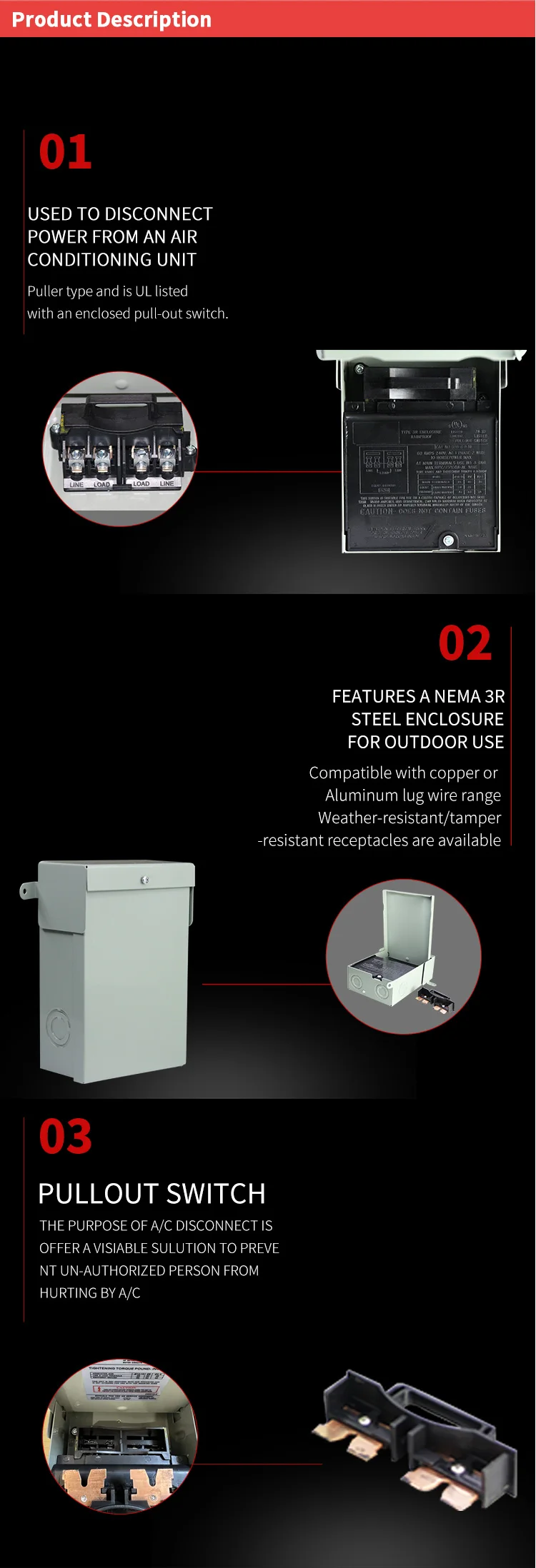 Pullout Air Conditioner Disconnect Ip54 Nema 3r 84-25175-05 Disconnect ...