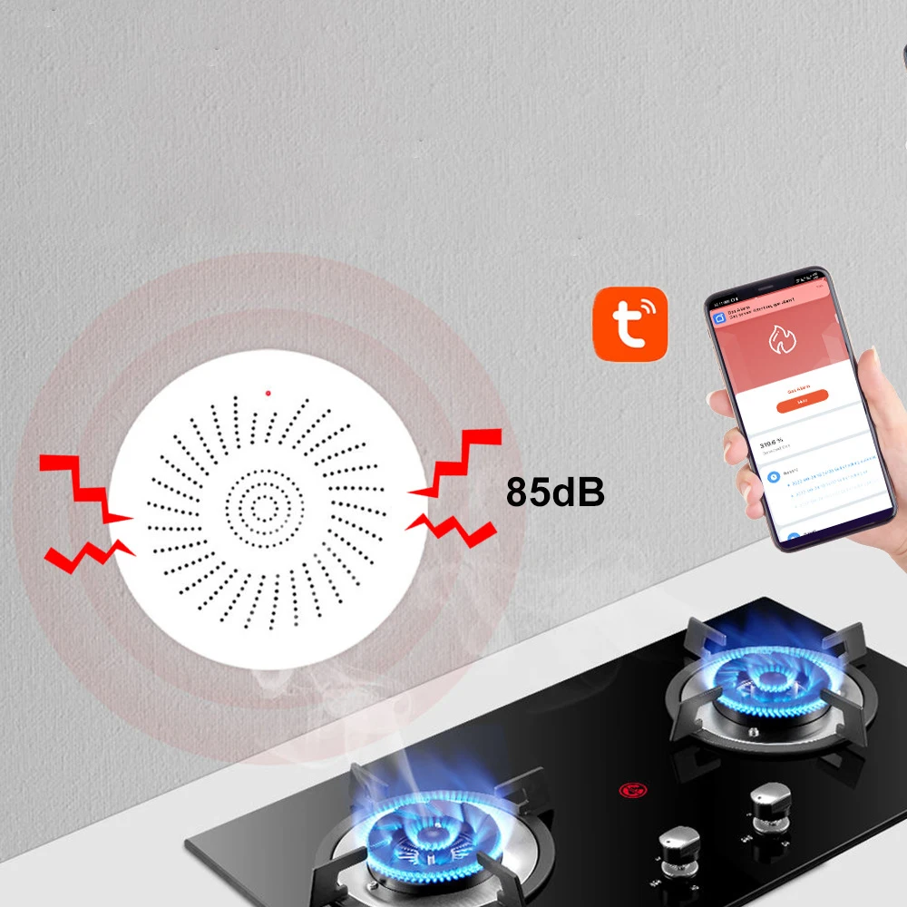 Portable LPG Gas Leak Detector Sensor 85dB Photoelectric LED Sound ...