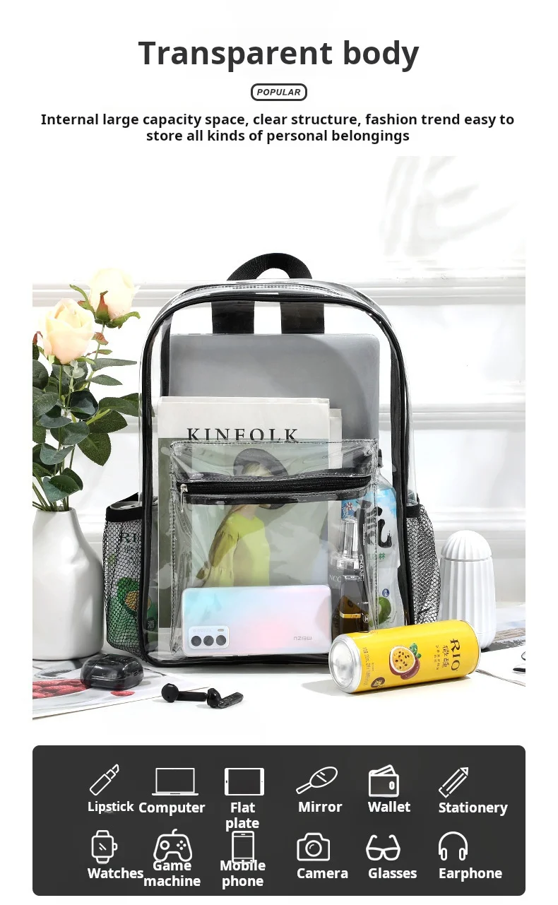 School Backpack Heavy Duty Pvc Plastic Jelly Transparent Backpack With ...