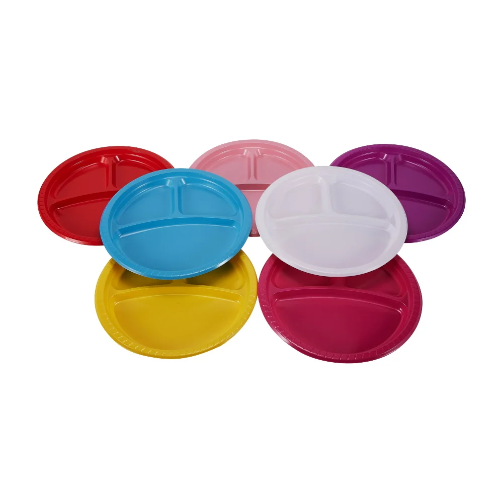 10 Inch 3 Compartment Divided Disposable Round Dinner Food Sectional ...