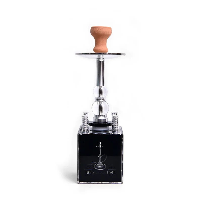 Large Size Glass Material Shisha Black Colorful Rechargeable Led Light ...