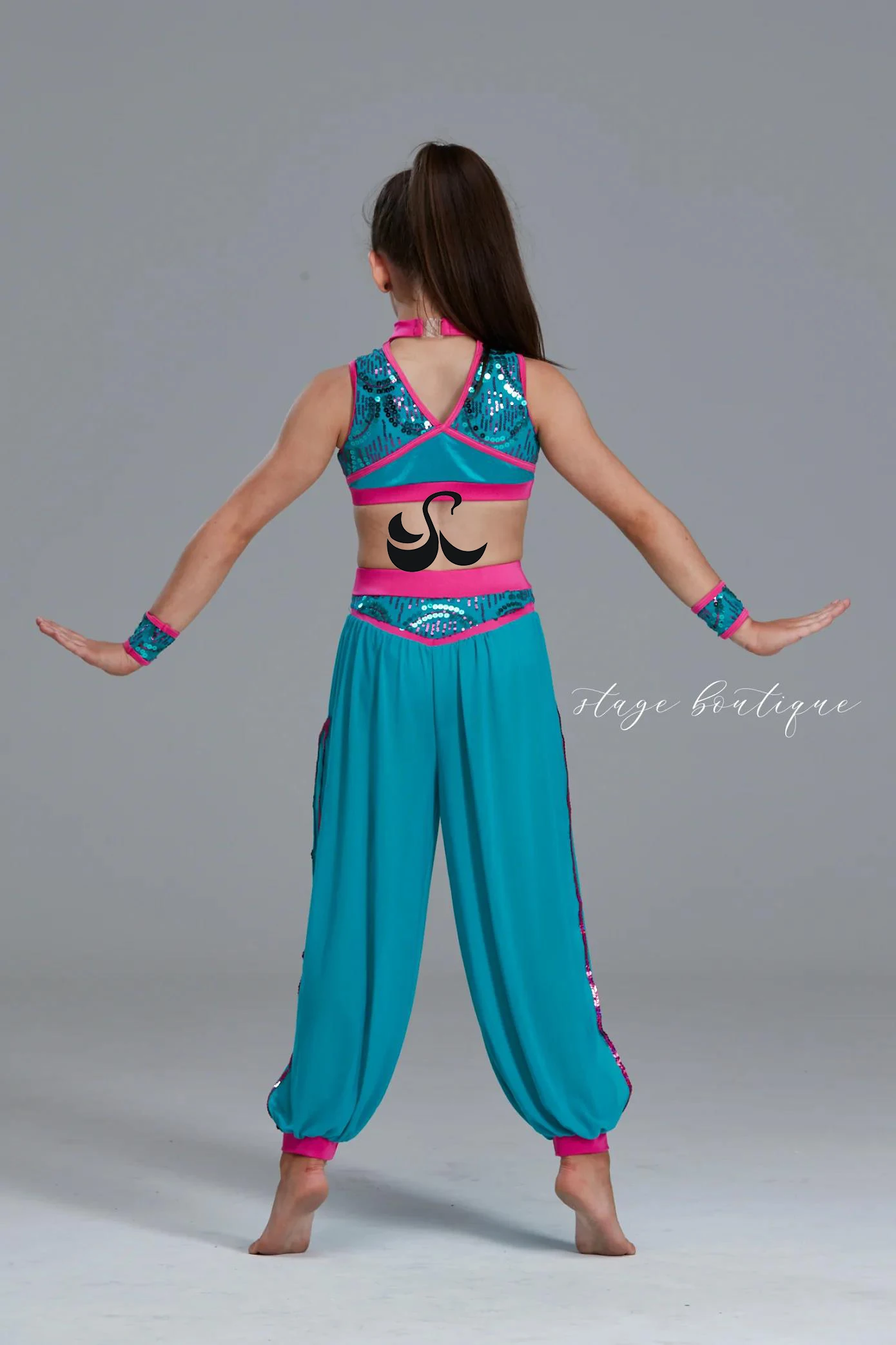 Stage Boutique Sequin Fabric Lycra Dance Wear Girls Long Pants Jazz ...