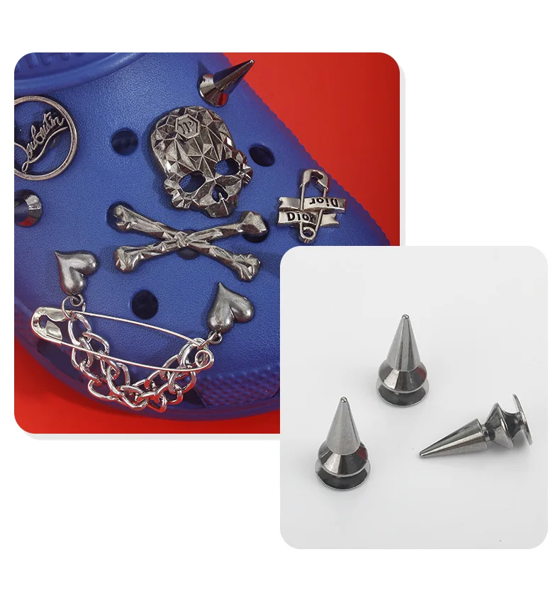 Diy Designer Luxury Shoe Charms Accessories Detachable Metal Pin Rivet ...