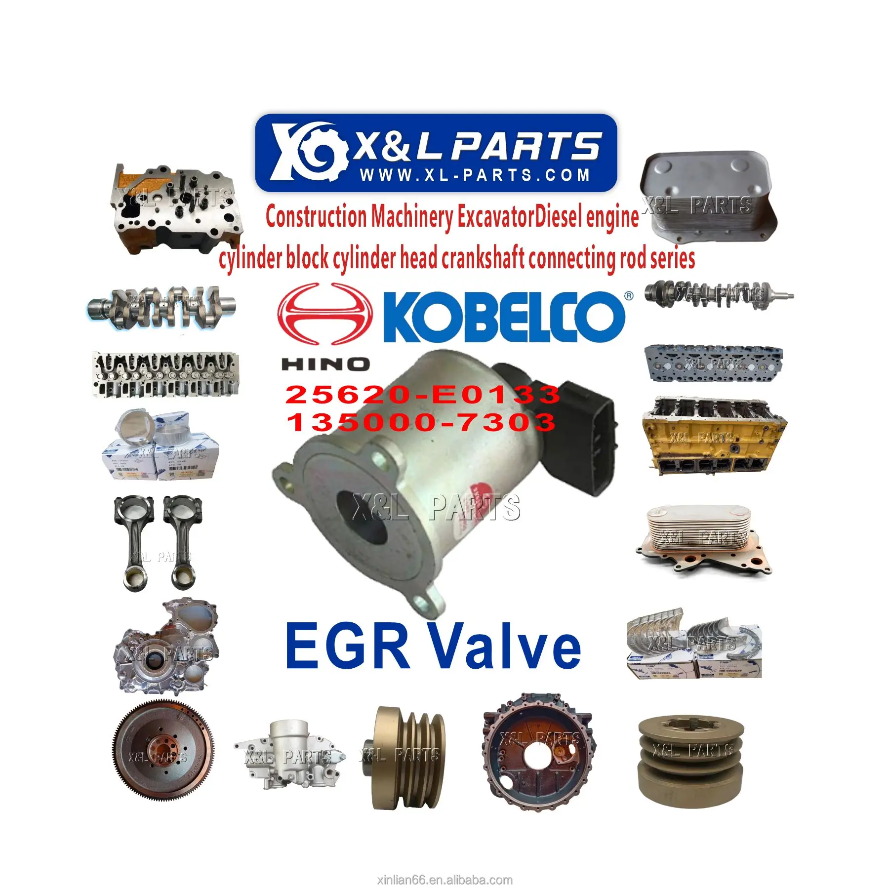 Construction Machinery X&l Parts Fits Hino Jo5e J08e Engine Egr Valve 25620-e0133 135000-7303 ...