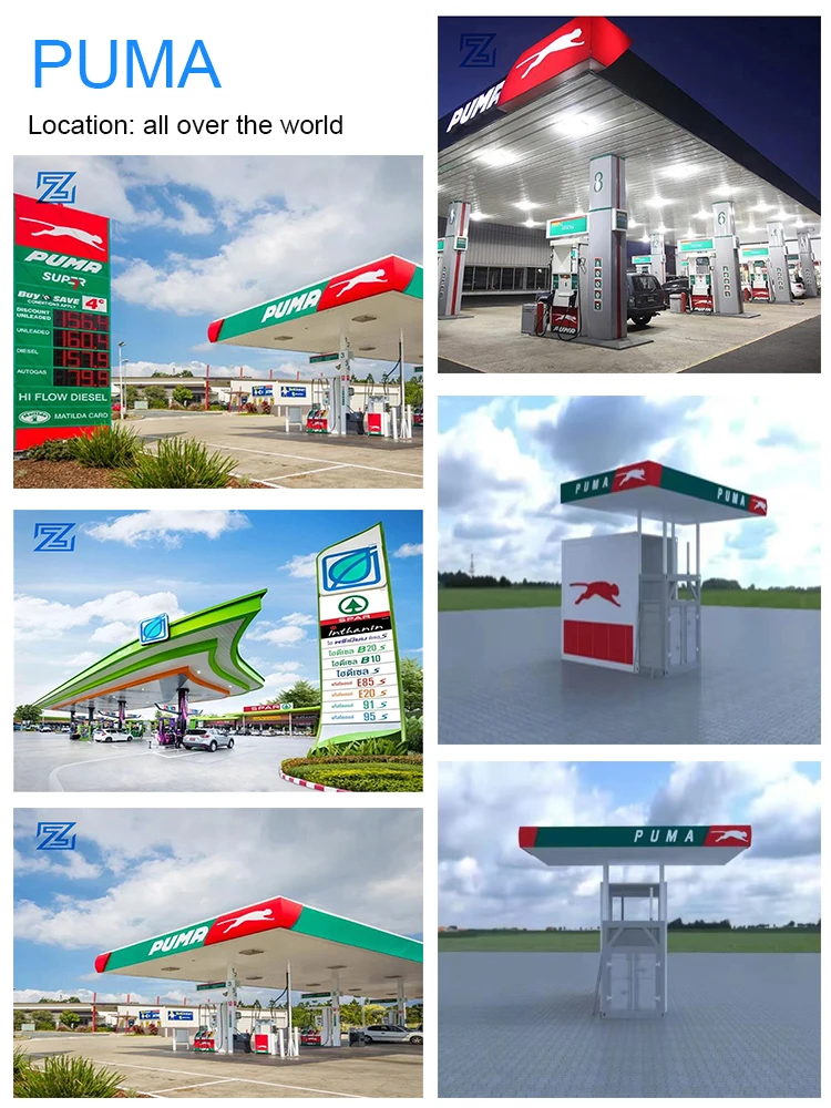 Custom Roof Structure Pylon Sign Frame Design LED Canopy Lights for ...