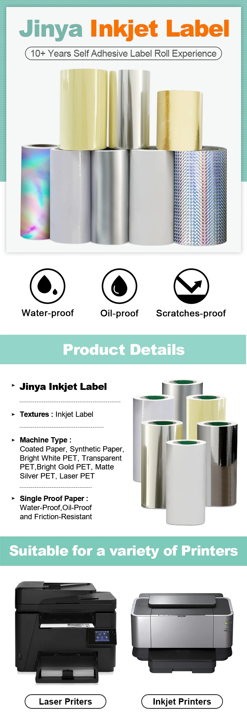 Jinya 70g Brown Kraft Labels Jumbo Roll Self-Adhesive Materials ...