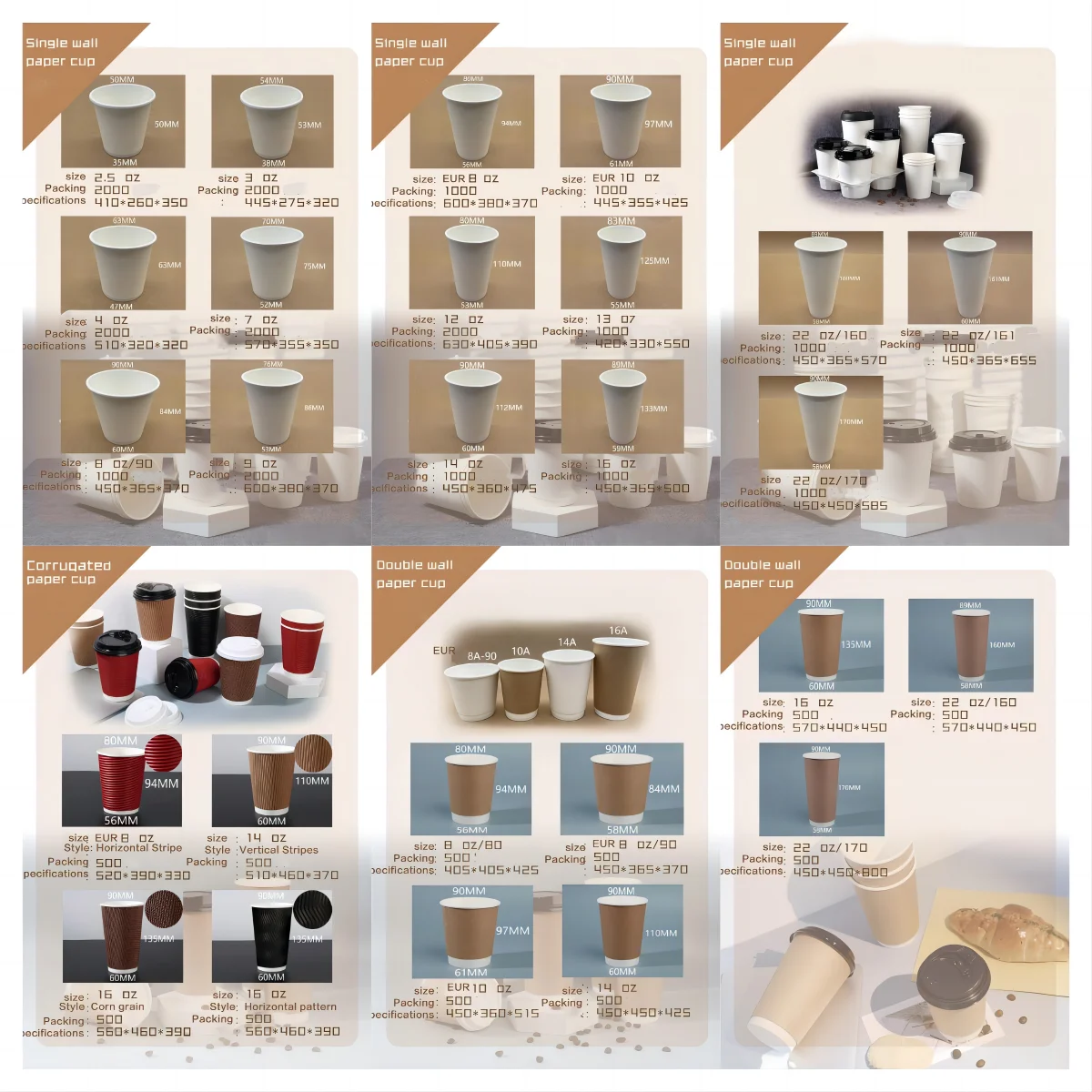 Atops Customize Logo Design Paper Cup 6/8/10/12/16 Oz Ripple /single ...