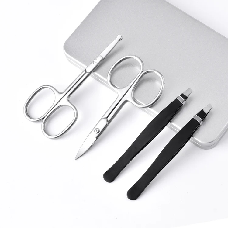 Professional 4-Piece Stainless Steel Makeup Scissor Set Eyebrow ...