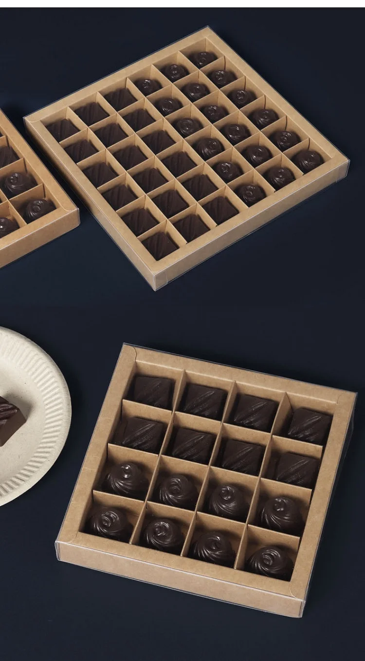 Custom PVC Clear Cover Slide Out Drawer Kraft Chocolate Packaging Box ...