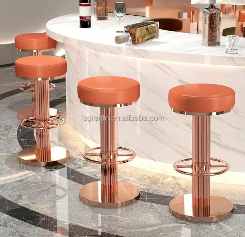 Luxury Modern Bar Chairs - Adjustable, Swivel, Stainless Steel