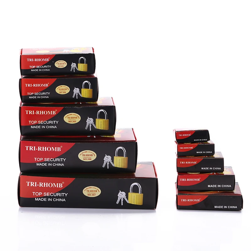 Tri-rhomb 32mm Iron Cylinder Hard Steel Lock Brass Painted Iron Padlock ...