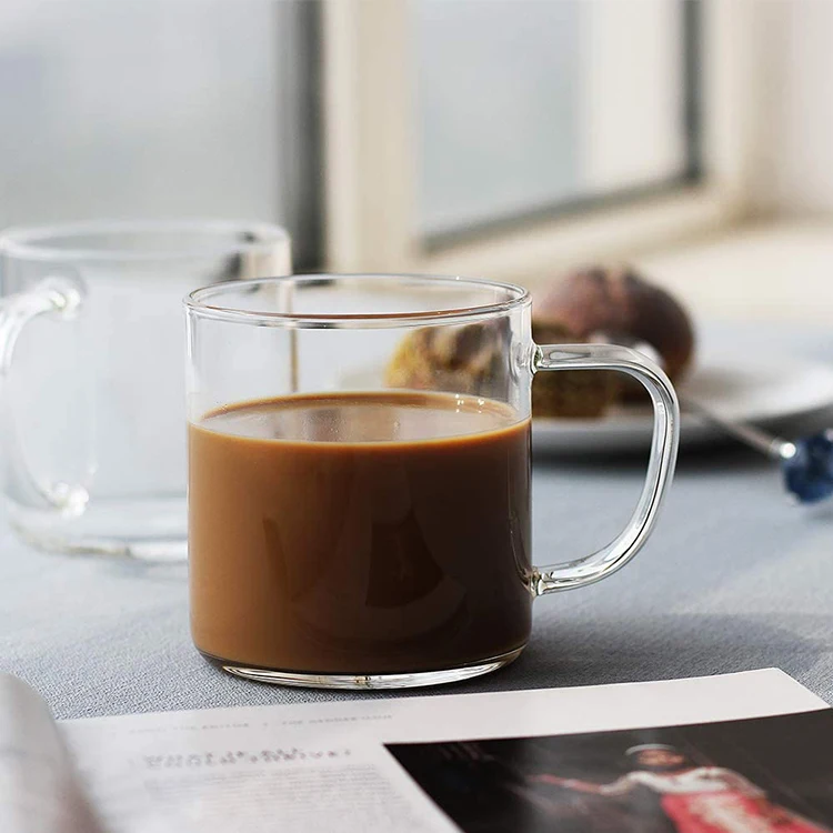 400ml Clear Borosilicate Glass Coffee Mugs Glass Tea Coffee Cups with ...