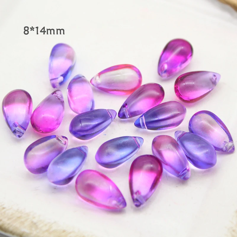 Wholesale Multicolor Clear Glass Oval Beads - Teardrop Shaped