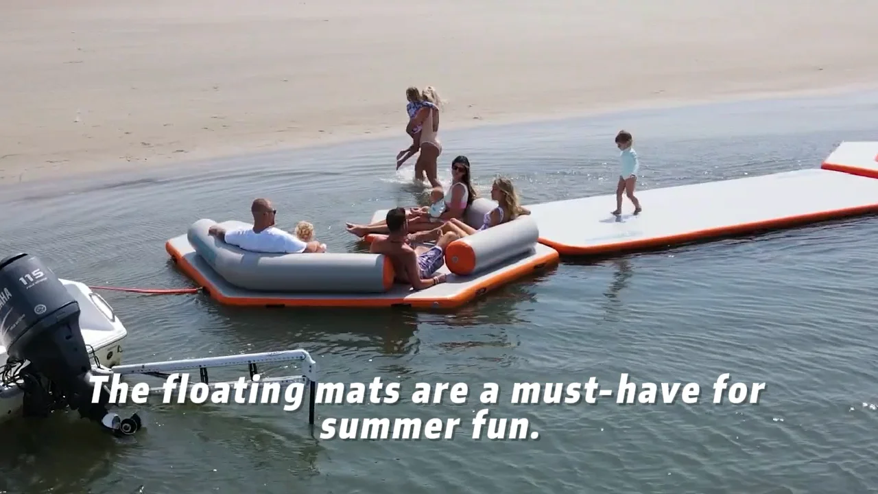 12ft Inflatable Water Mats Double Layer Yacht Pool Floating Raft Yacht ...