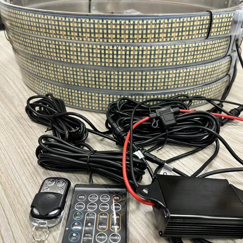 17inch 5 Row Pure White Wheel Lights For Truck Waterproof Dual Remote ...