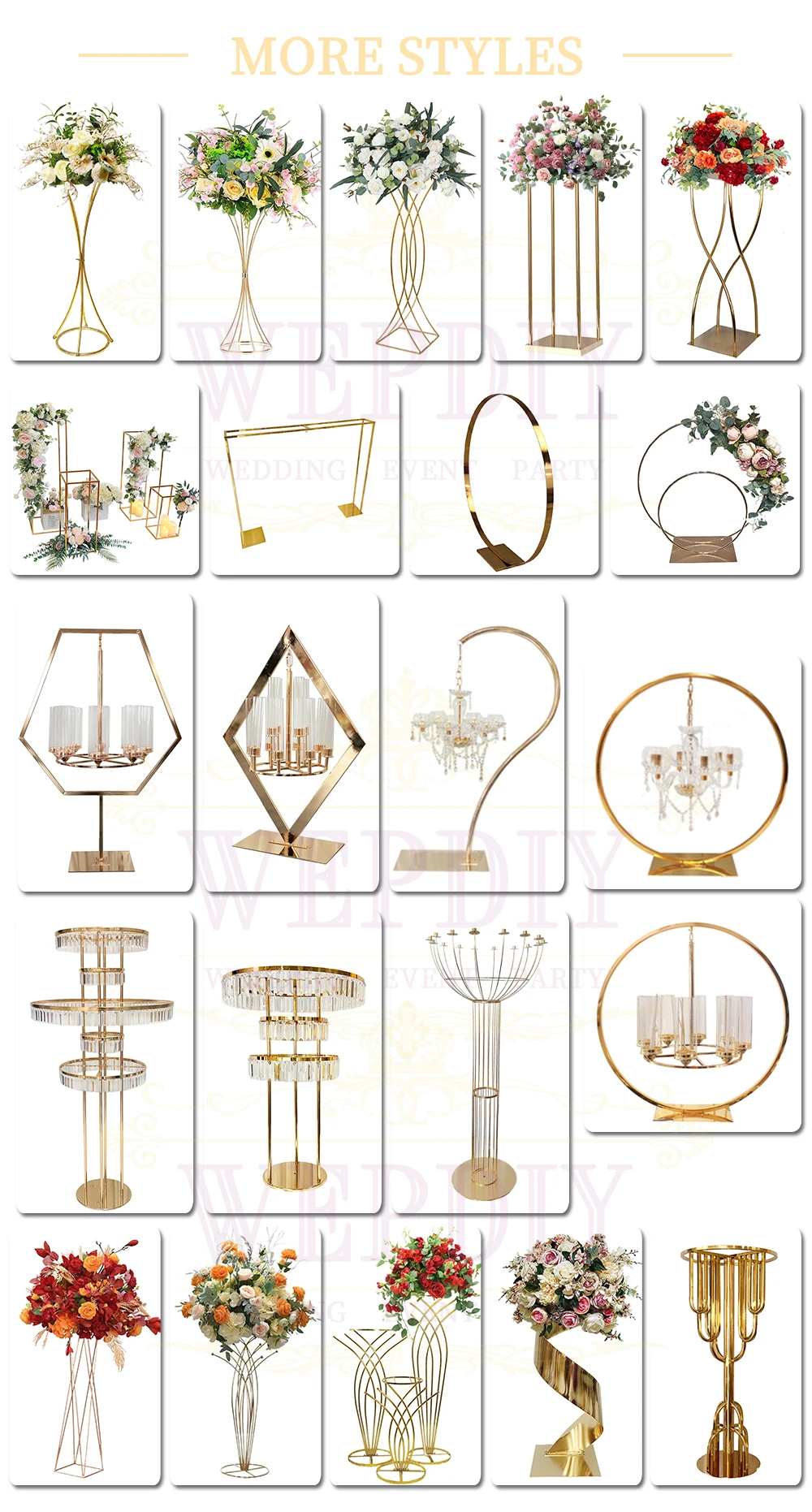 Luxury Small Metal Flower Display Stands Have Beads Gold Metal Flower ...