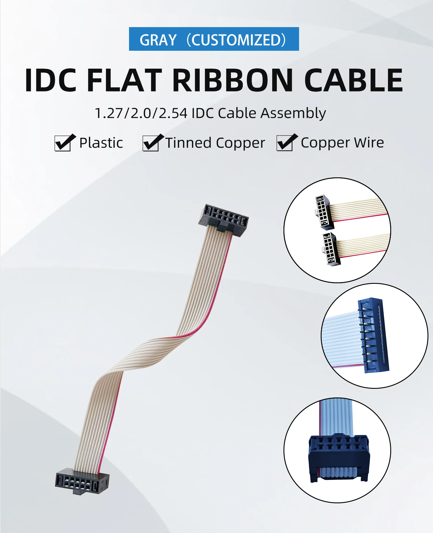 Ribbon Cables IDC Flat Ribbon Cable 1.27/2.0/2.54 IDC Cable Assembly| Alibaba.com