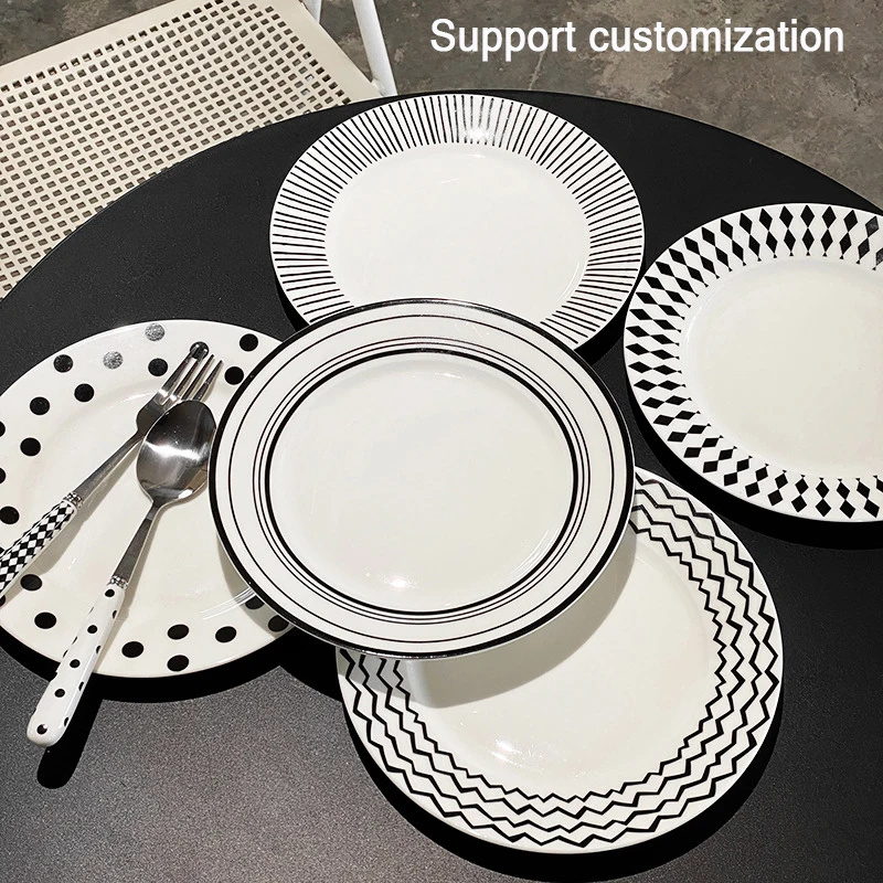 Custom Logo Printed White Porcelain Dinner Plates for Restaurants