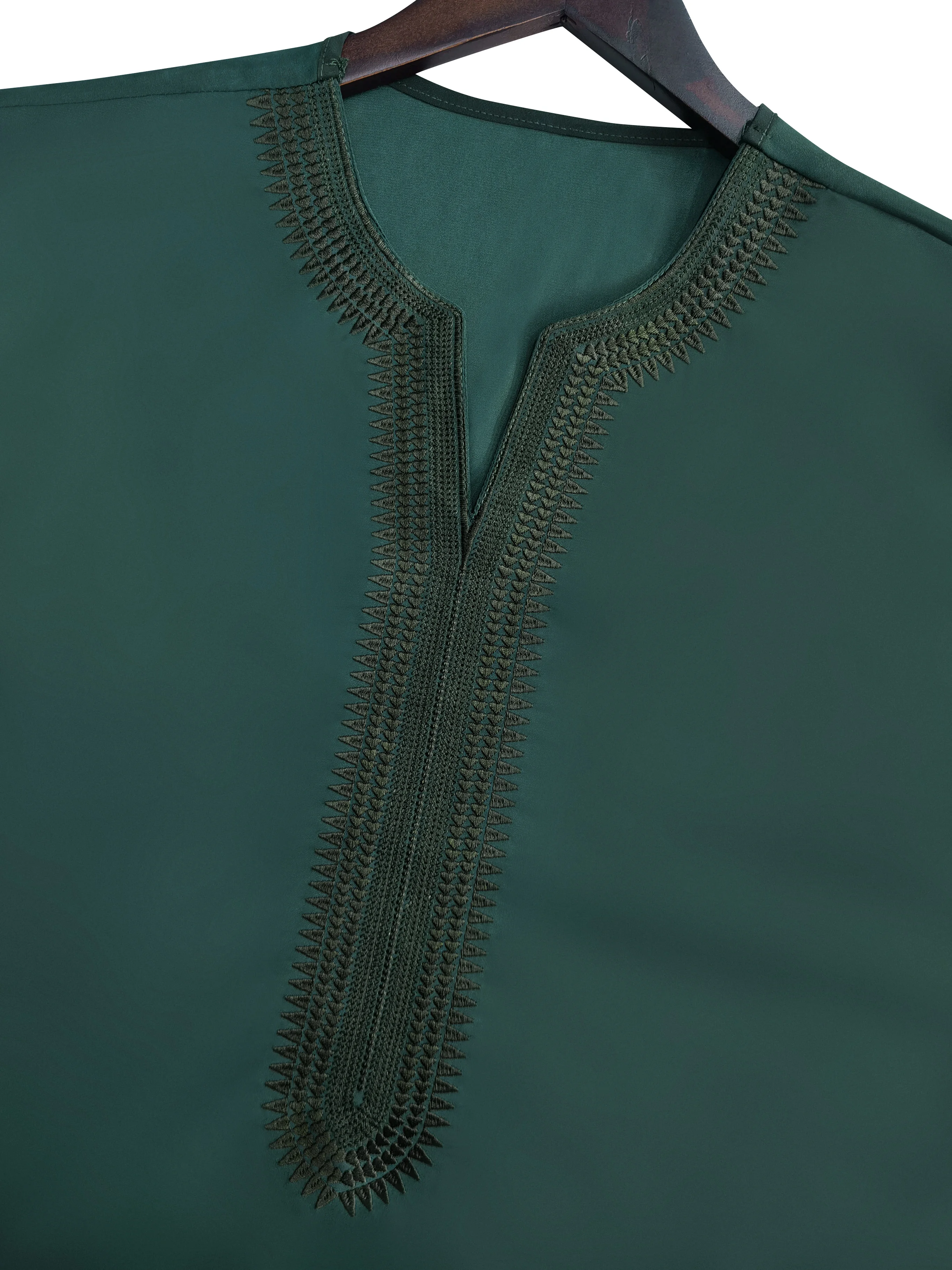 2024 Embroidered Moroccan Thobes Men Jalabiyas Jubbah Green Muslim Men ...