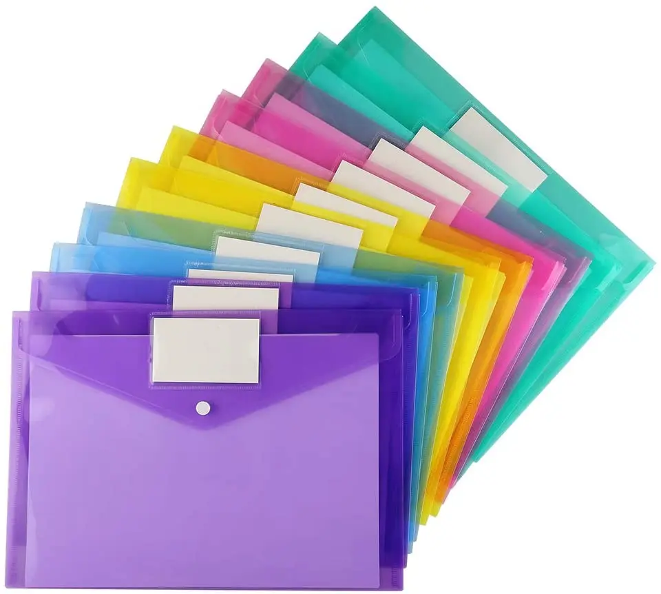 Bview Art A4 Size Plastic Clear File Envelopes - See through Folders